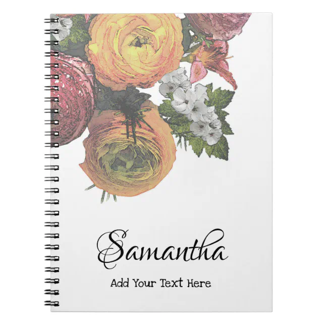 Elegant Watercolor Pastel Colors Floral Template Notebook | Zazzle