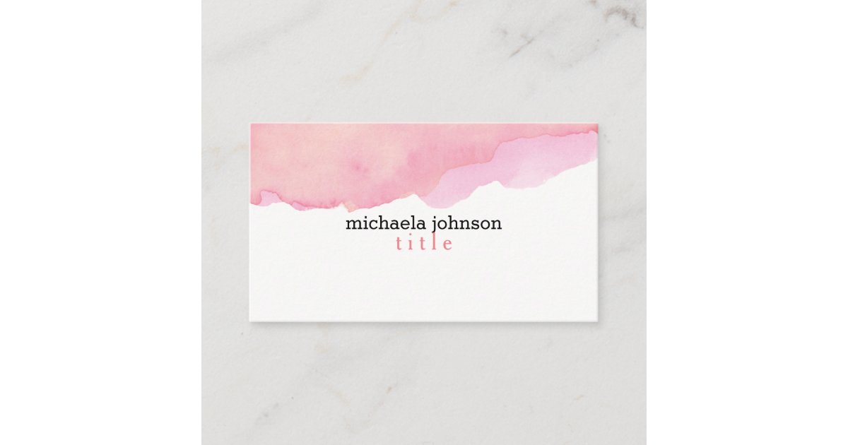 Elegant Watercolor Pink minimal Business Card | Zazzle