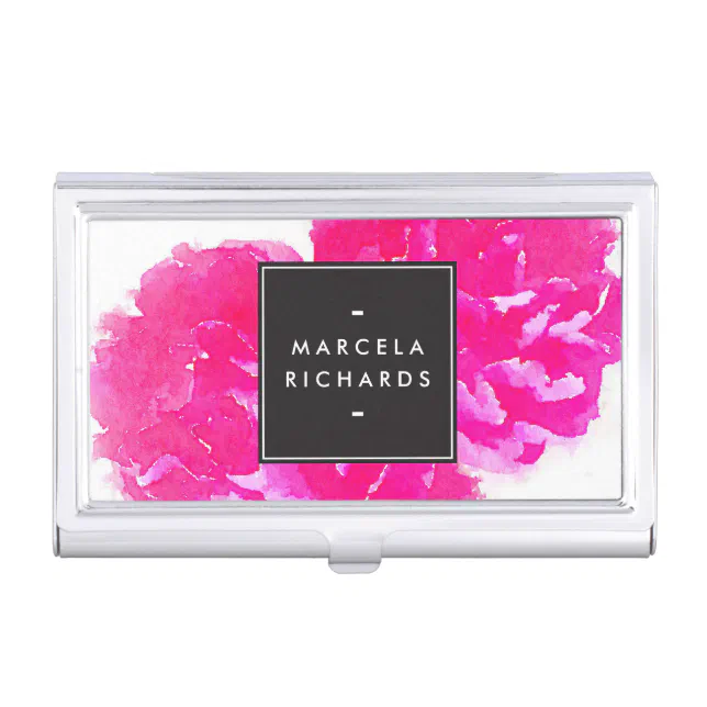 Elegant Watercolor Pink Peonies Card Case | Zazzle