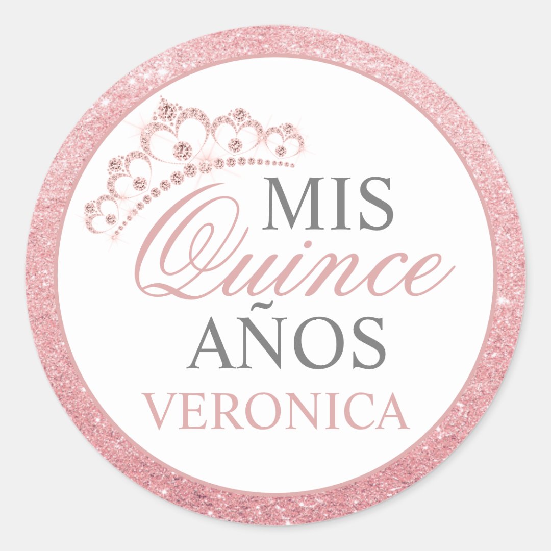 Elegant Watercolor Pink Spanish Quinceañera Quince Classic Round ...