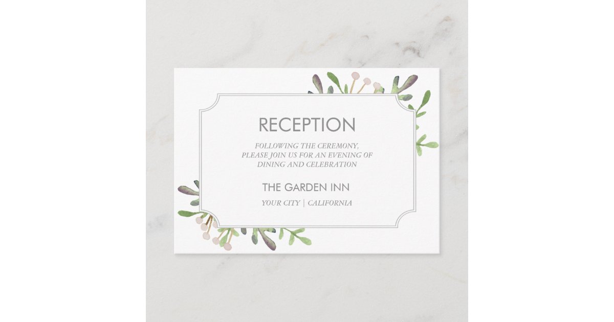 Elegant watercolor reception card | Zazzle