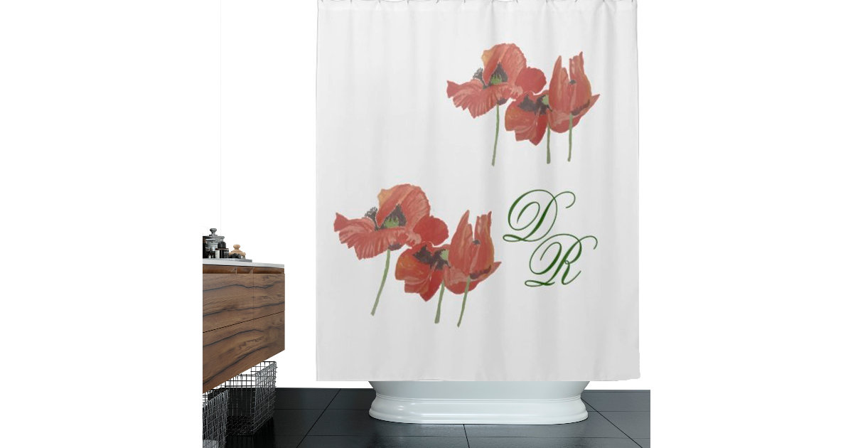 Elegant Watercolor Red Poppies Shower Curtain Zazzle