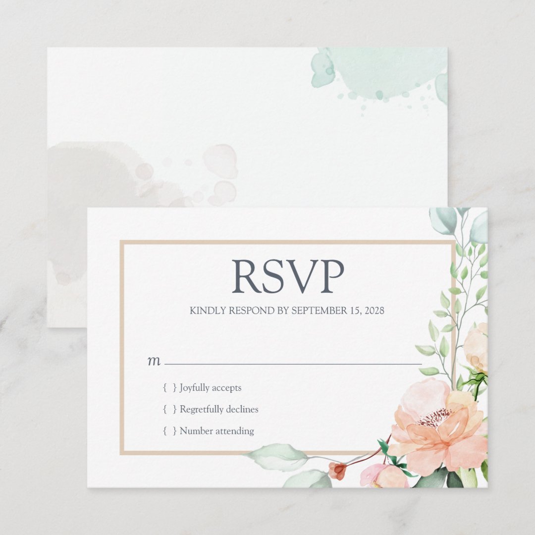 Elegant Watercolor Rose Pink Floral RSVP Card | Zazzle
