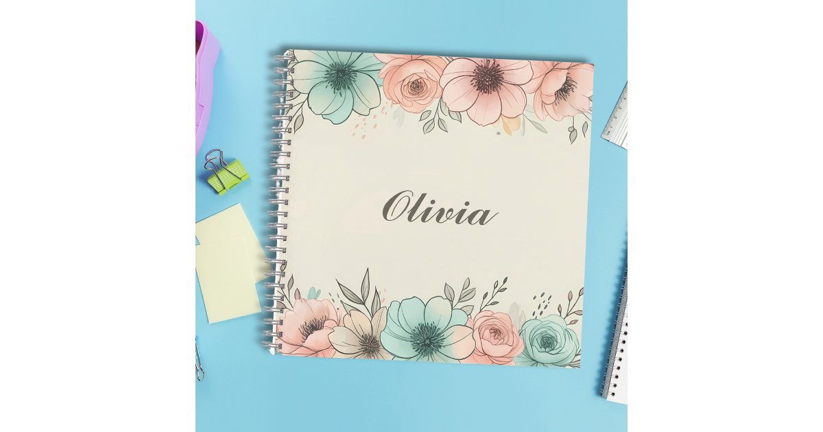 Elegant Watercolor Sketchy Flowers Notebook | Zazzle