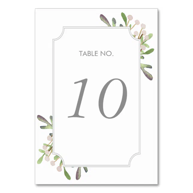 Elegant watercolor table number card | Zazzle