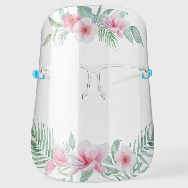 Elegant Watercolor Tropical Floral Personalized Face Shield | Zazzle
