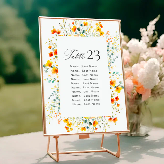 Elegant Watercolor Wild Flowers Table Number Cards | Zazzle