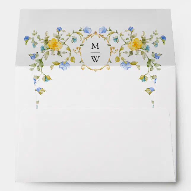 Elegant Watercolor Wild Flowers Wedding Flowers Envelope | Zazzle