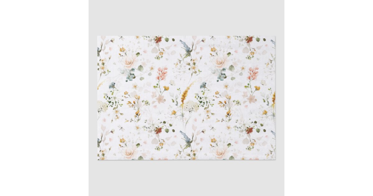 Elegant Watercolor Wildflower Garden Tissue Paper | Zazzle