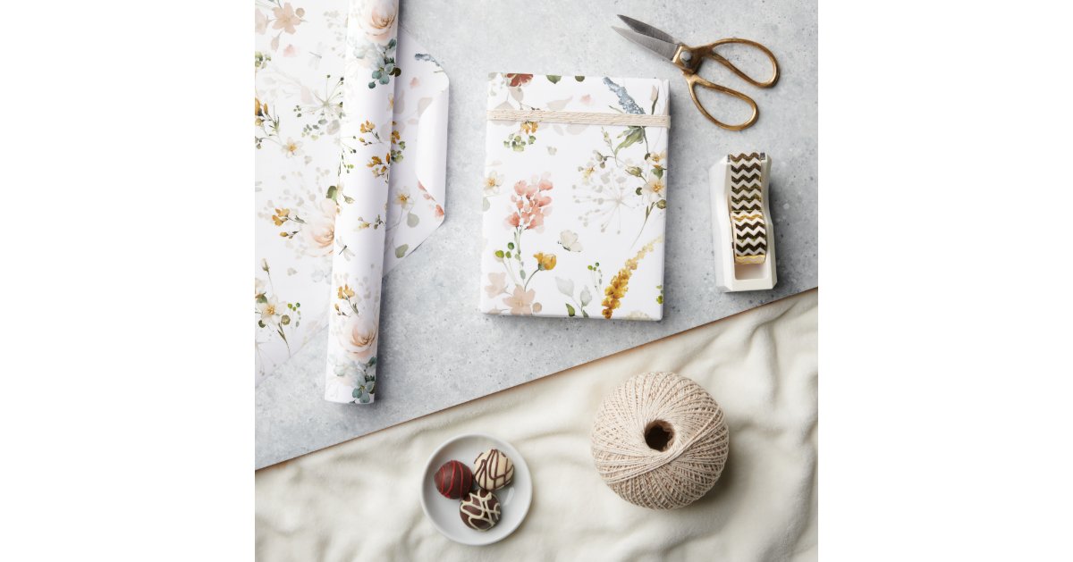 Elegant Watercolor Wildflower Garden Wrapping Paper | Zazzle
