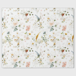 Elegant Watercolor Wildflower Garden Wrapping Paper | Zazzle