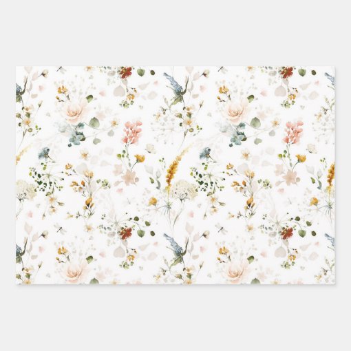 Elegant Watercolor Wildflower Garden Wrapping Paper Sheets | Zazzle