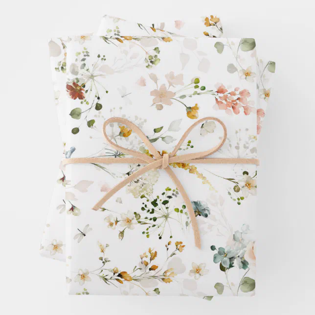 Elegant Watercolor Wildflower Garden Wrapping Paper Sheets | Zazzle