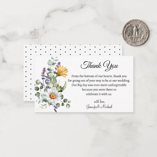 elegant watercolor wildflowers thank you wedding note card | Zazzle