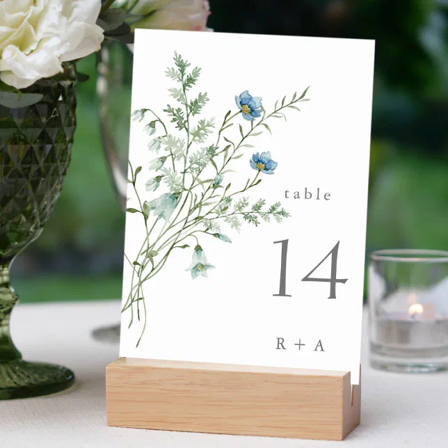 Elegant Watercolor Wildflowers Wedding Table Number | Zazzle
