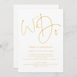 Elegant We Do Golden Script QR Code Wedding Invitation | Zazzle