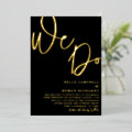 Elegant We Do Script Black and Gold Wedding Foil Invitation | Zazzle