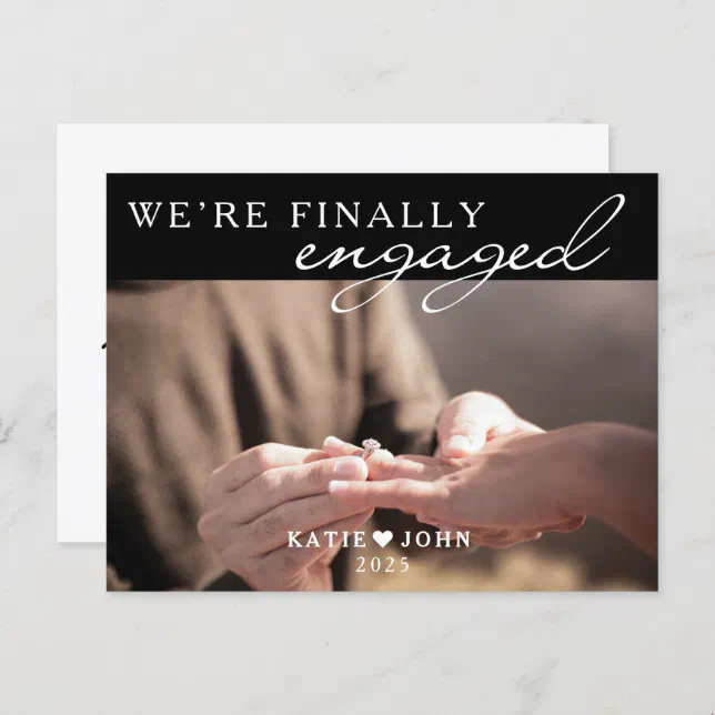 Elegant We’re Finally Engaged Photo Engagement Announcement Postcard ...