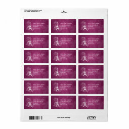 Elegant Wedding Address Romantic Paris Pink Label | Zazzle