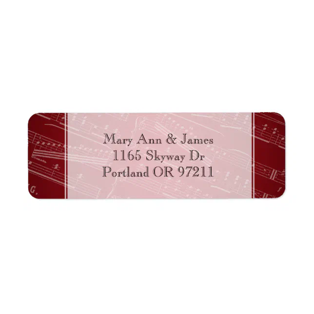 Elegant Wedding Address Sheet Music Red Label | Zazzle
