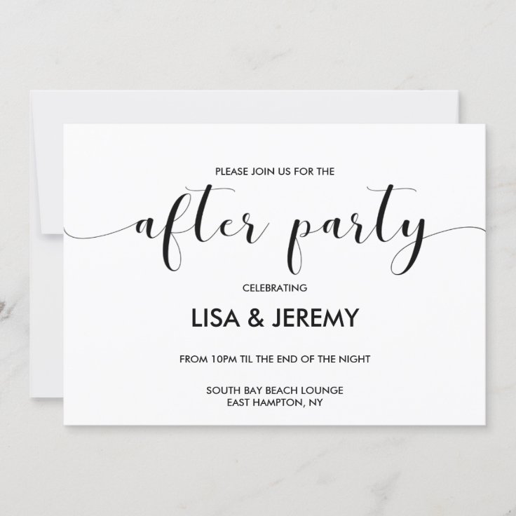 Elegant wedding after party invitation | Zazzle