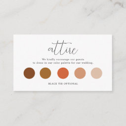 Elegant Wedding Attire Dress Code Card | Zazzle