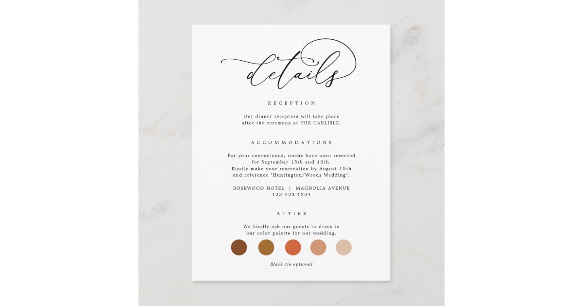 Elegant Wedding Attire Dress Code Cards | Zazzle