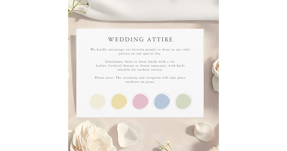 Elegant Wedding Attire Dress Code Color Palette Enclosure Card | Zazzle