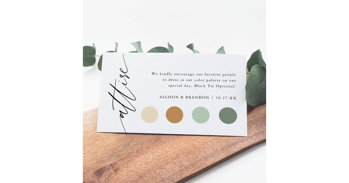 Elegant Wedding Attire Dress Code Insert | Zazzle