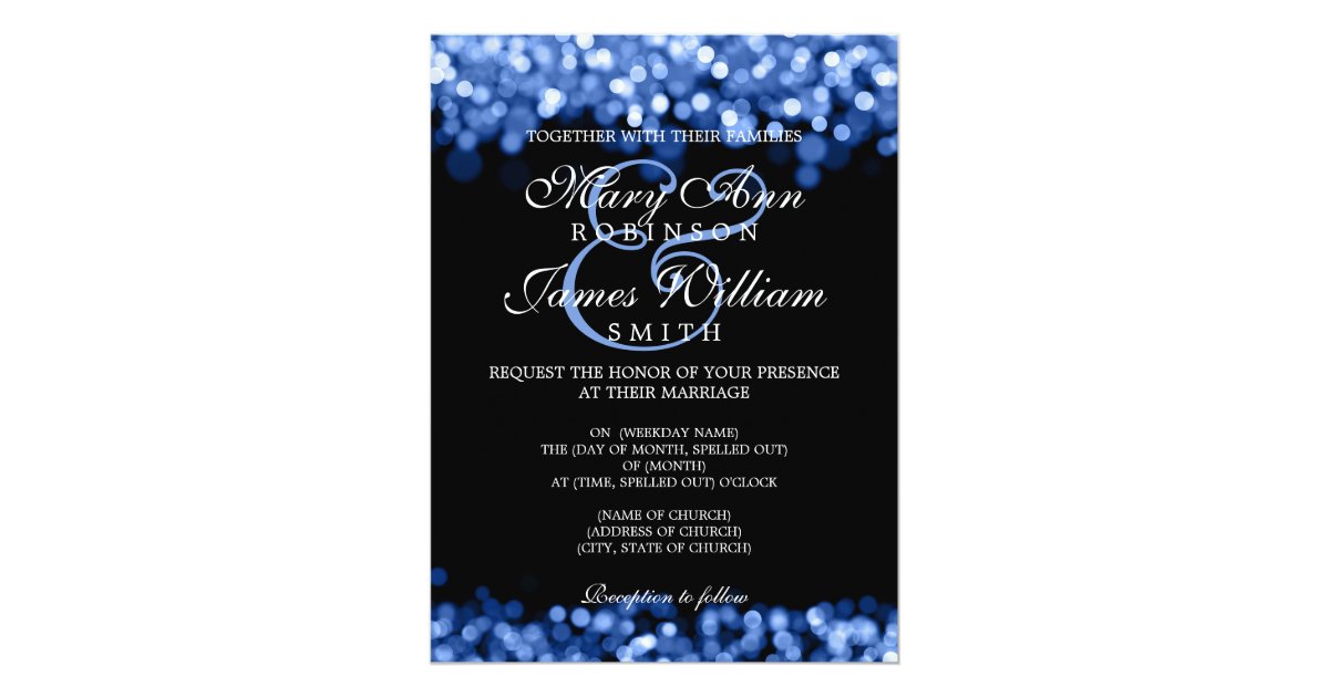 Elegant Wedding Blue Lights Invitation | Zazzle.com