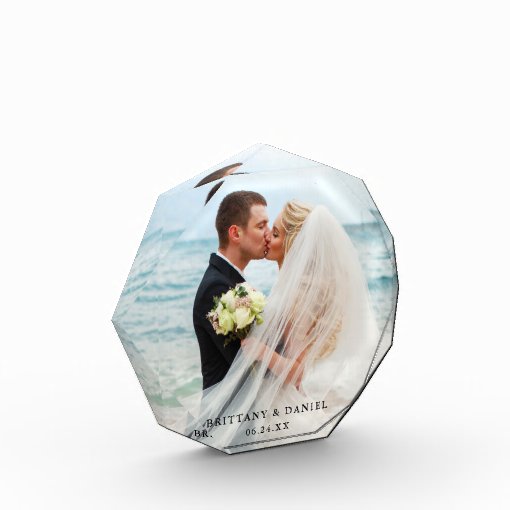 Elegant Wedding Bride and Groom Octagonal Photo Block | Zazzle