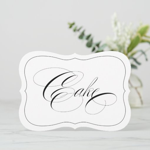Elegant Wedding Cake Sign Die Cut Black Border Invitation | Zazzle