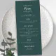 Elegant Wedding Calligraphy Emerald Green Dinner Menu | Zazzle