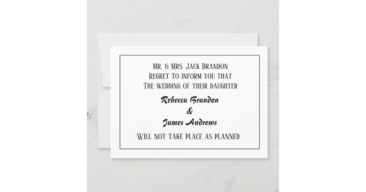 Elegant Wedding Cancellation Announcement Card | Zazzle