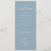 Elegant Wedding Ceremony Dusty Blue Program | Zazzle