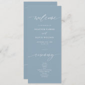 Elegant Wedding Ceremony Dusty Blue Program | Zazzle
