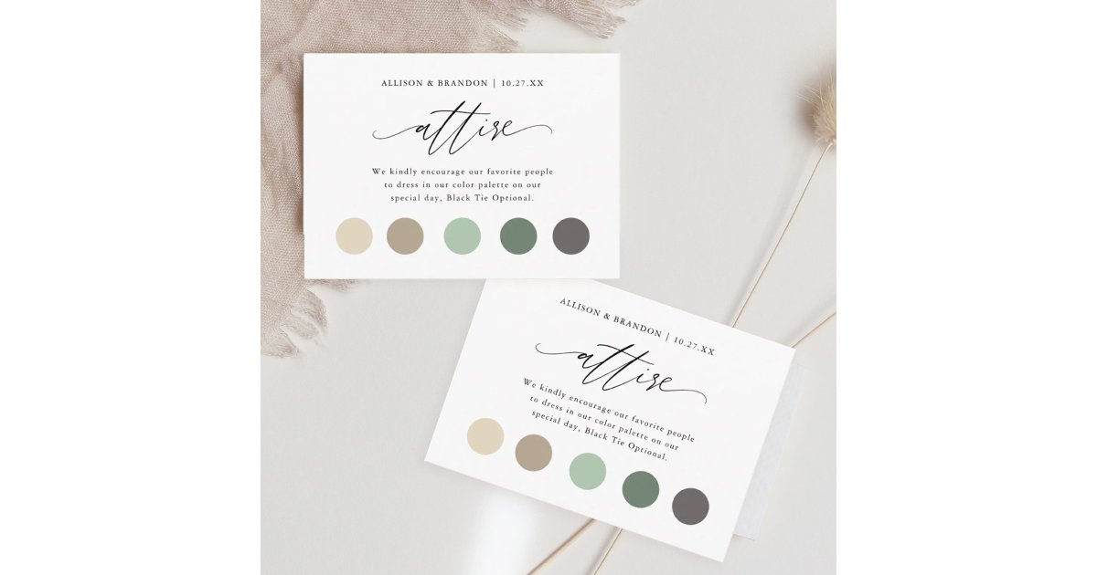 Elegant Wedding Color Dress Code Insert | Zazzle