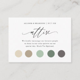 Elegant Wedding Color Dress Code Insert | Zazzle