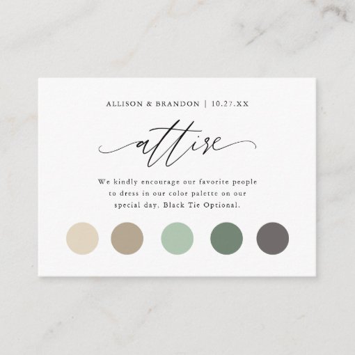 Elegant Wedding Color Dress Code Insert | Zazzle