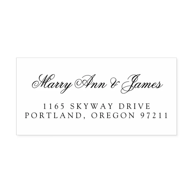 Elegant Wedding Couple's Name Address Self-inking Stamp | Zazzle