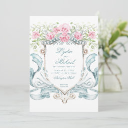 Elegant Wedding Crest w/ Roses | Monogram Invitation | Zazzle