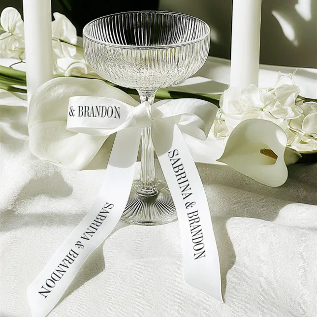 Elegant Wedding Custom Names Pattern Satin Ribbon | Zazzle