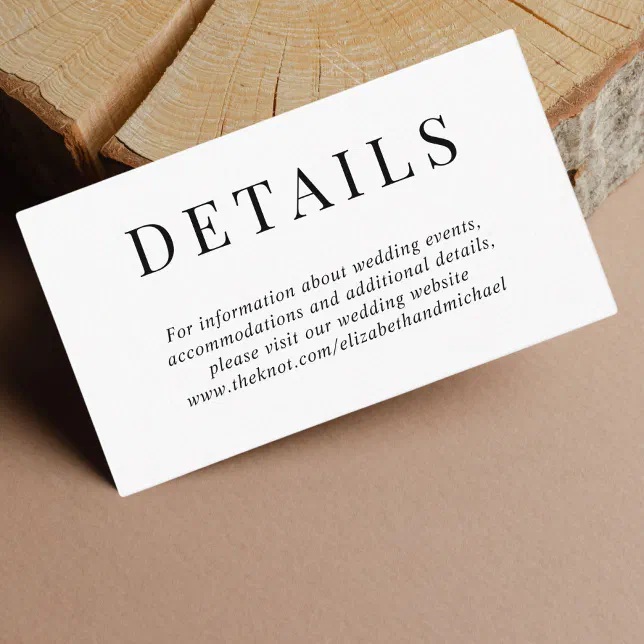 Elegant Wedding Details Enclosure Card | Zazzle