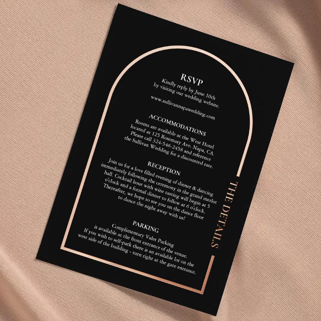 Elegant Wedding Details Real Foil Enclosure Card | Zazzle