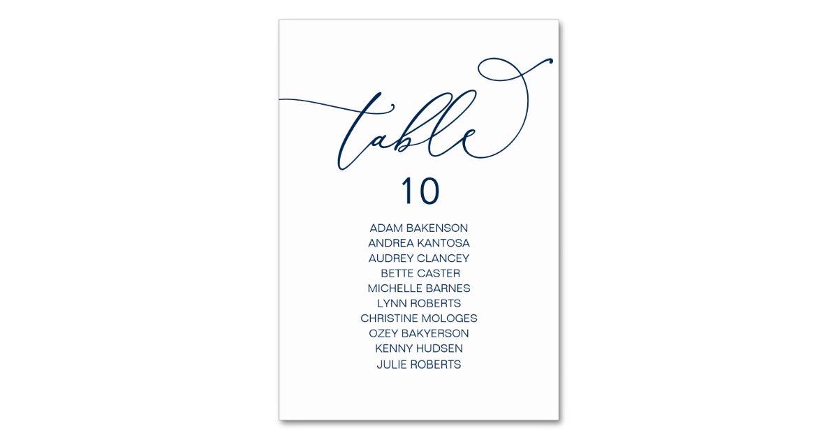 Elegant Wedding Dinner, Guests Seating Chart Table Table Number | Zazzle