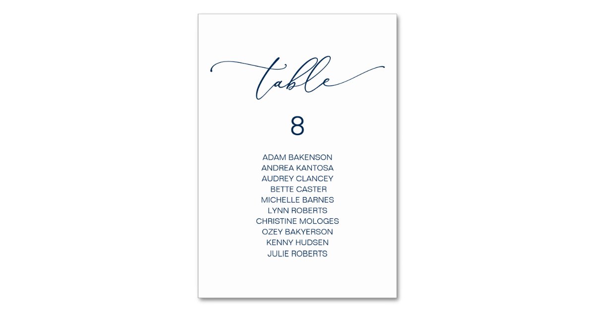 Elegant Wedding Dinner, Guests Seating Chart Table Table Number | Zazzle