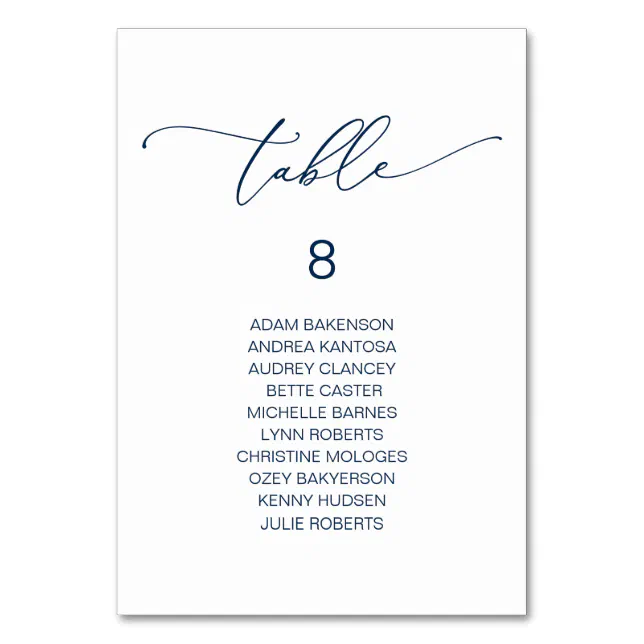Elegant Wedding Dinner, Guests Seating Chart Table Table Number | Zazzle