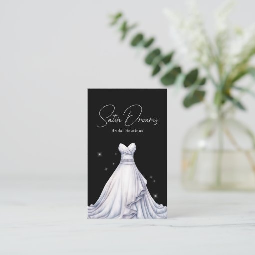 Elegant Wedding Dress Bridal Boutique Shop Business Card | Zazzle