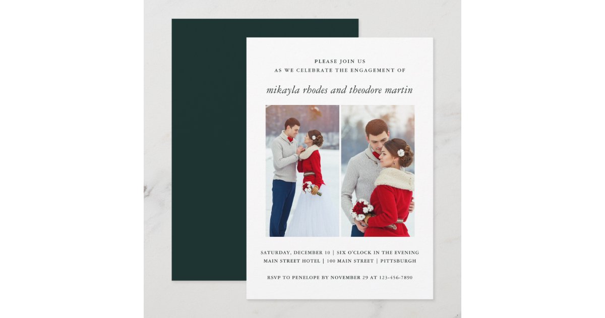 Elegant Wedding Engagement Photo Invitation | Zazzle