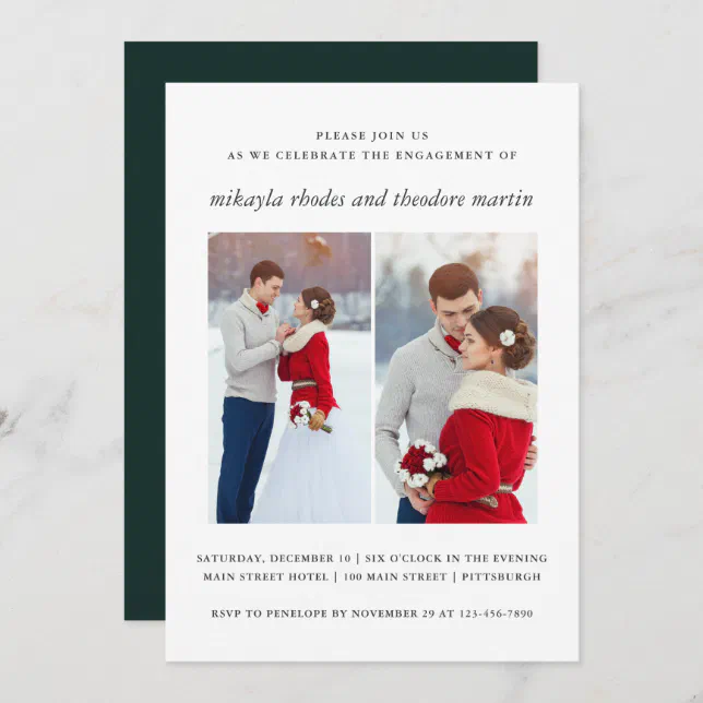 Elegant Wedding Engagement Photo Invitation | Zazzle